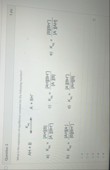 Solved Question 31 ﻿ptsWhat is the expression of equilibrium | Chegg.com