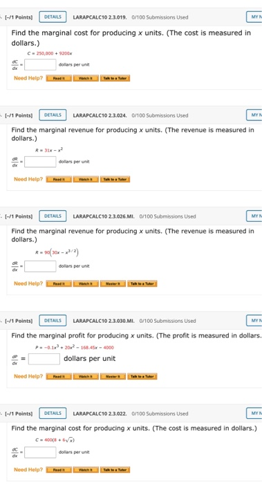 Solved (-/1 Points) DETAILS LARAPCALC10 2.3.019. 0/100 | Chegg.com Solved (-/1 Points) DETAILS LARAPCALC10 2.3.019. 0/100 | Chegg.com