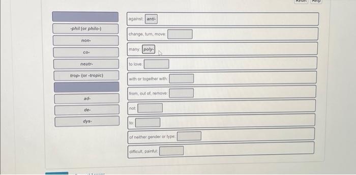 Solved -phil (or philo-) non- CO- neutr- trop- (or -tropic) | Chegg.com