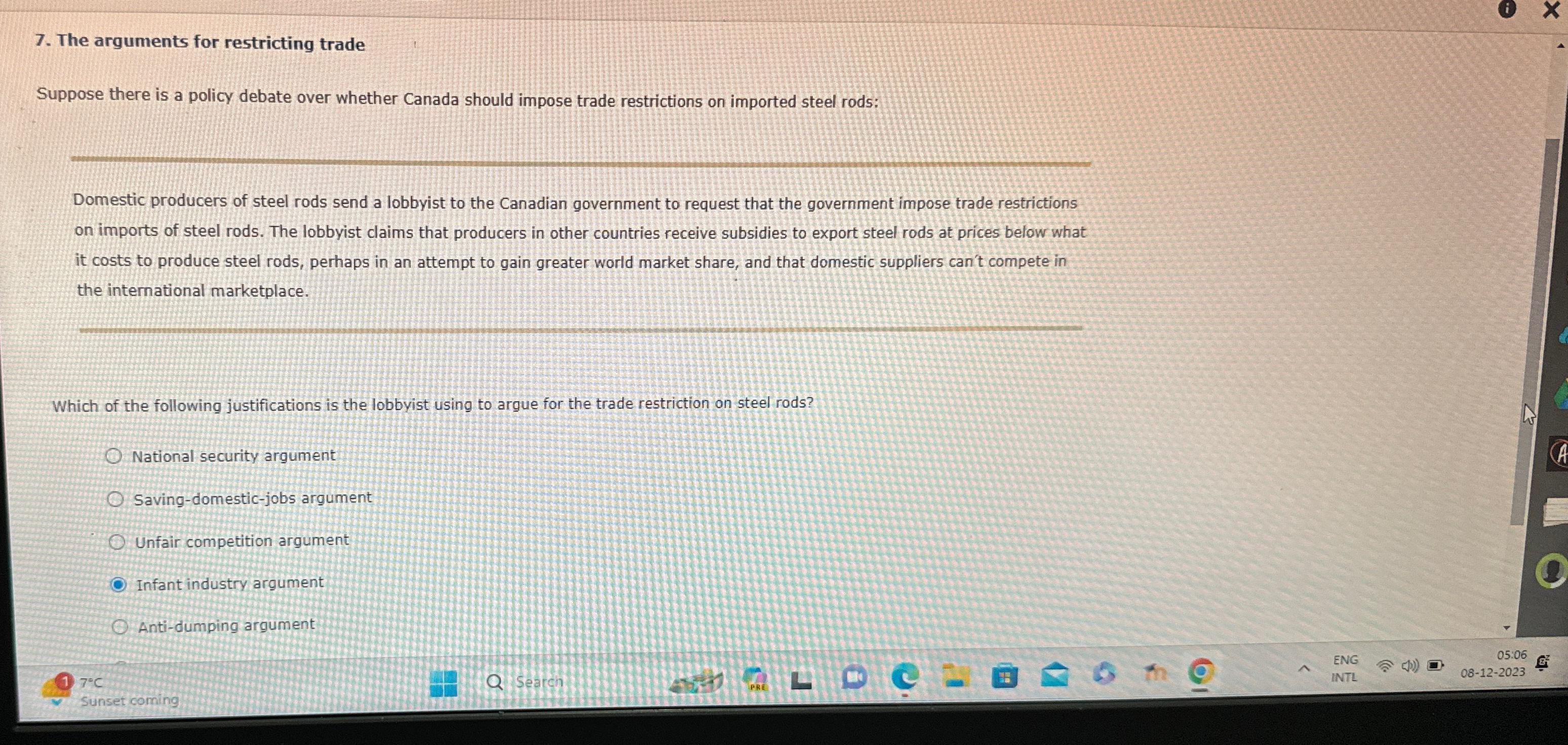 Solved The arguments for restricting tradeSuppose there is a | Chegg.com