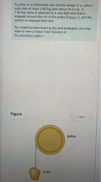 Solved A pulley on a frictionless axle has the shape of a | Chegg.com