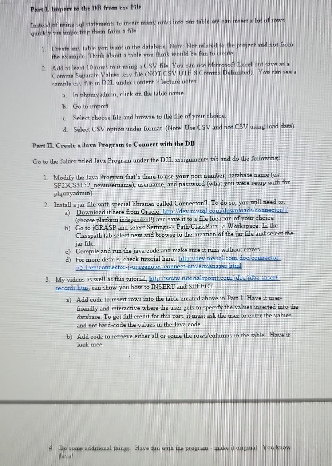 Solved Part 1 Tmport To The Db From Est File Instead Of 5846