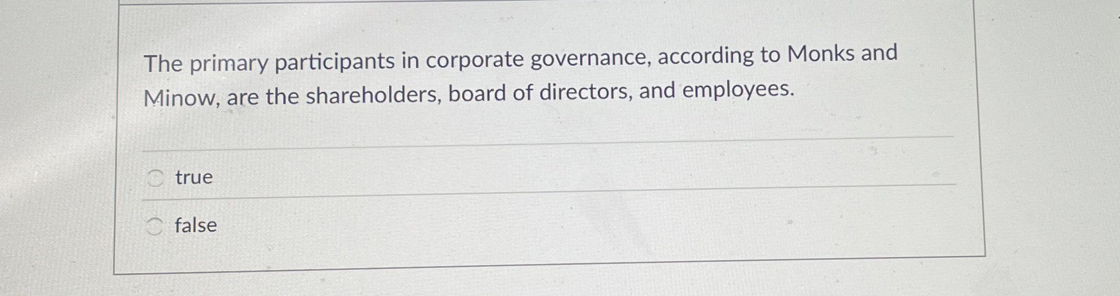Solved The primary participants in corporate governance, | Chegg.com