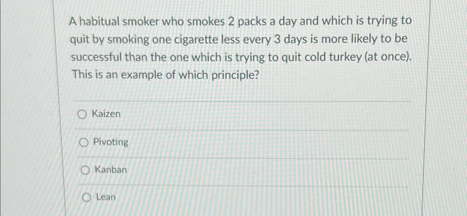Solved A habitual smoker who smokes 2 ﻿packs a day and which | Chegg.com