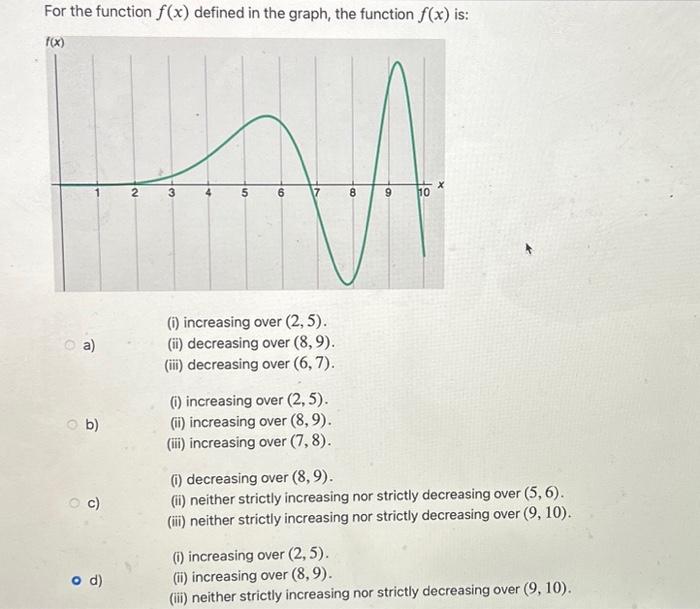 Solved a) (i) increasing over (2,5). (ii) decreasing over | Chegg.com