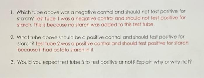Solved Data Table 1. Starch Test Tests Results (+ or -) Test | Chegg.com