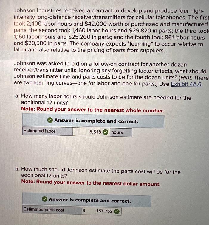 Solved Johnson Industries received a contract to develop and | Chegg.com