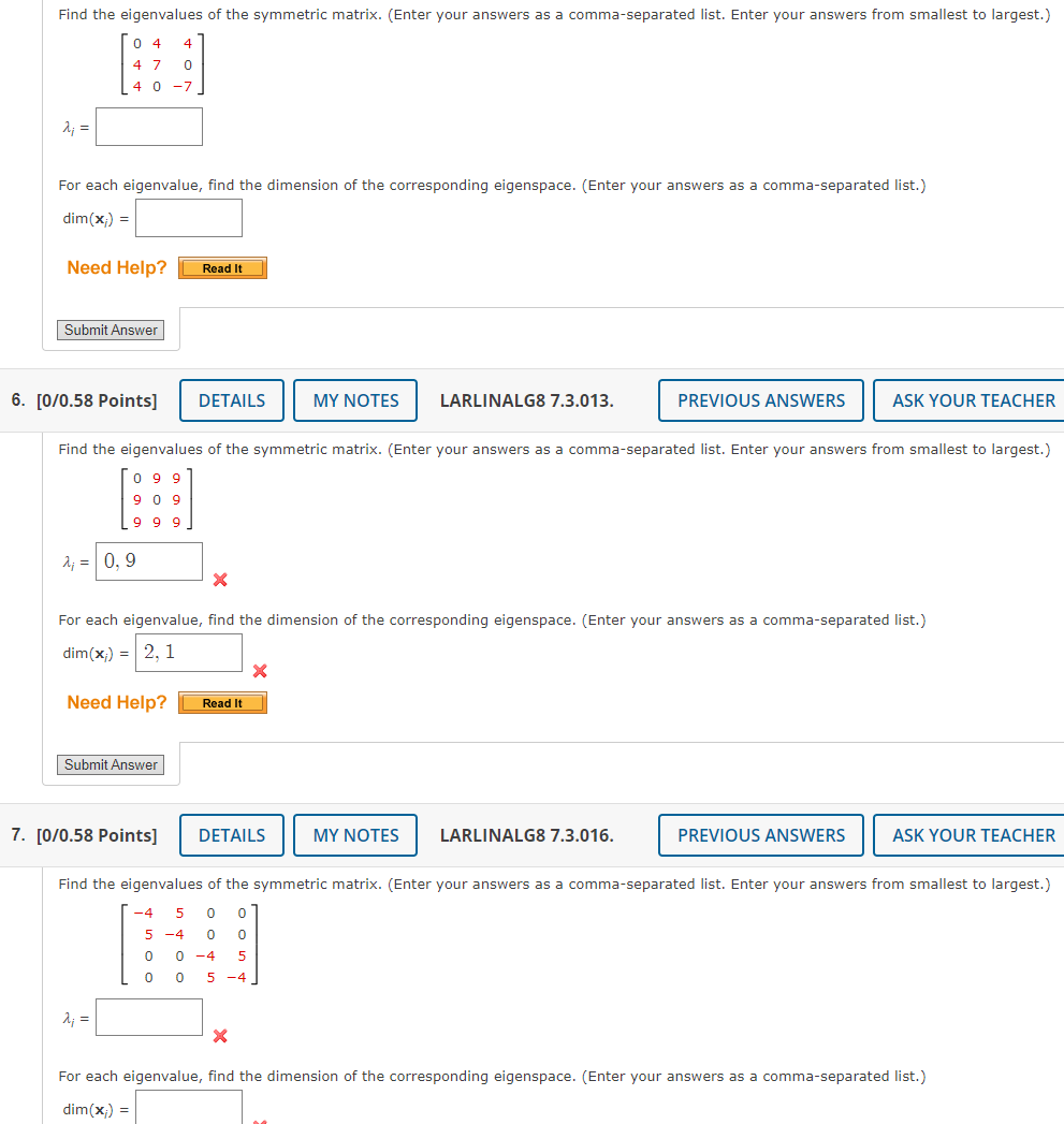 Solved Find the eigenvalues of the symmetric matrix. (Enter | Chegg.com