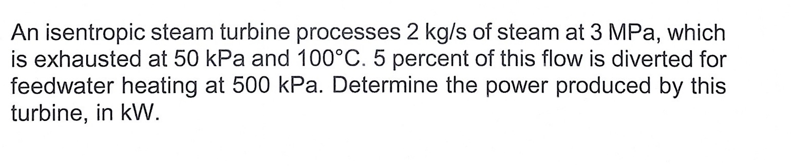 Solved An isentropic steam turbine processes 2kgs ﻿of steam | Chegg.com