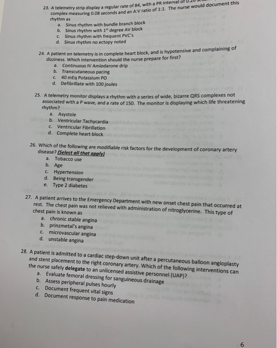 Solved M 23. A telemetry strip display a regular rate of 84, | Chegg.com