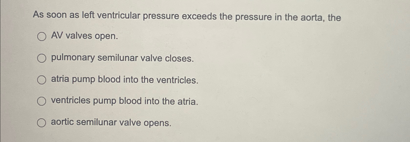 Solved As soon as left ventricular pressure exceeds the | Chegg.com