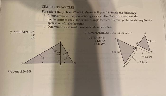 Solved SIMILAR TRIANGLES For each of the problems 7 and 8, | Chegg.com