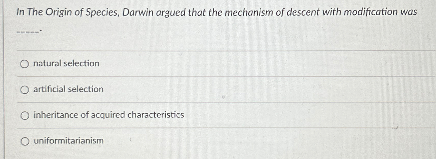 Solved In The Origin of Species, Darwin argued that the | Chegg.com