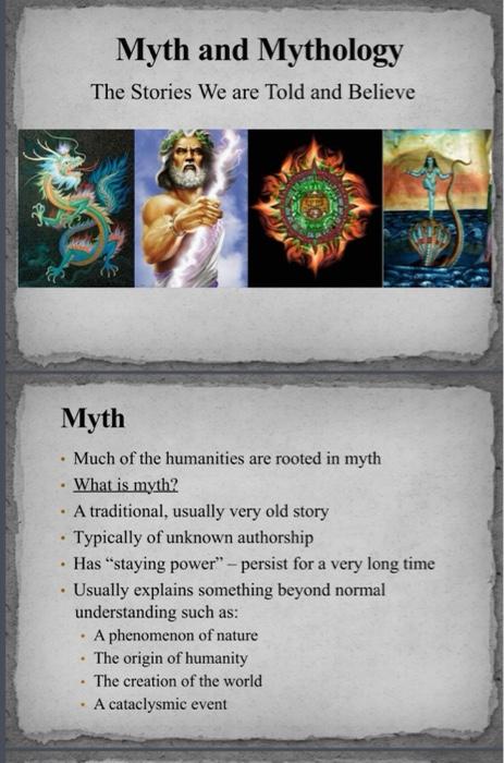 Myth and Mythology The Stories We are Told and | Chegg.com