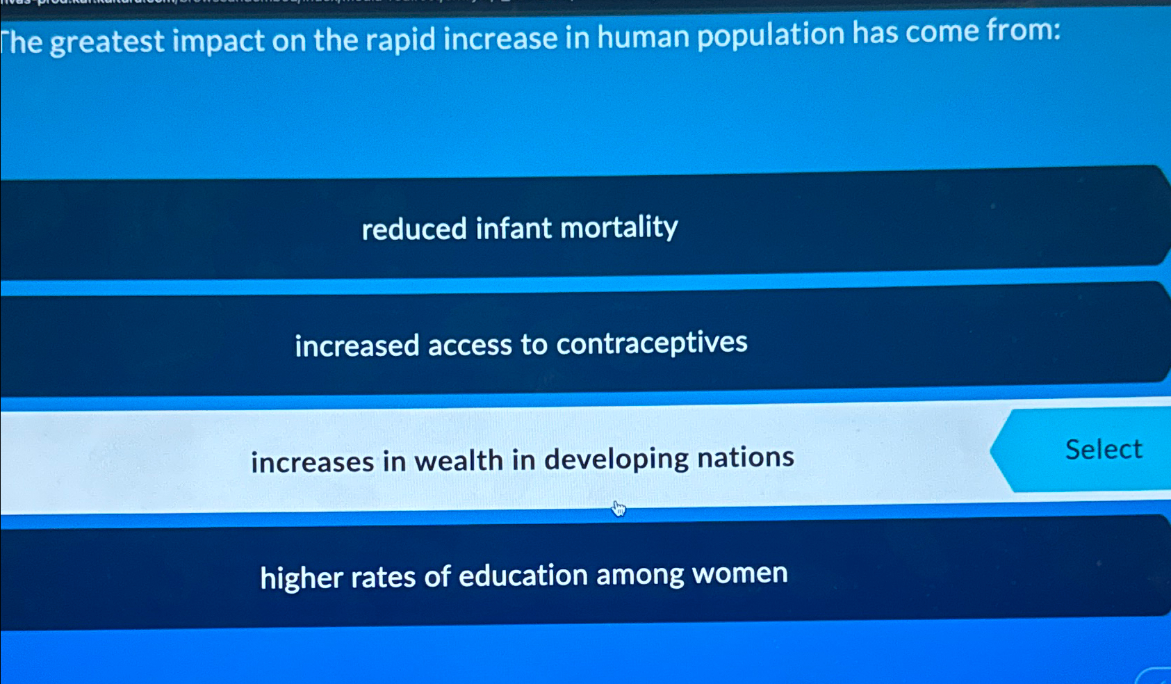 Solved The greatest impact on the rapid increase in human | Chegg.com
