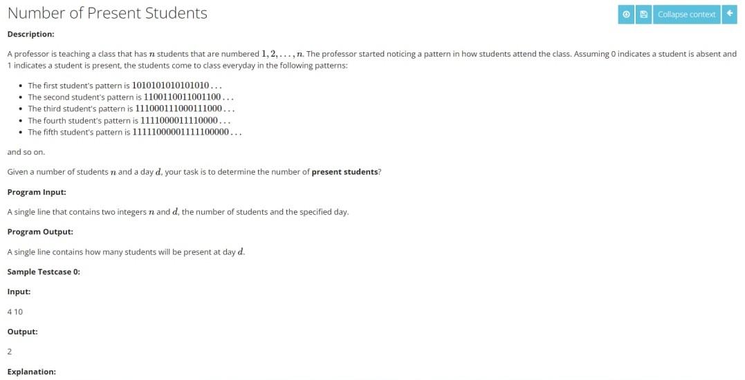 Solved 1 indicates a student is present, the students come | Chegg.com