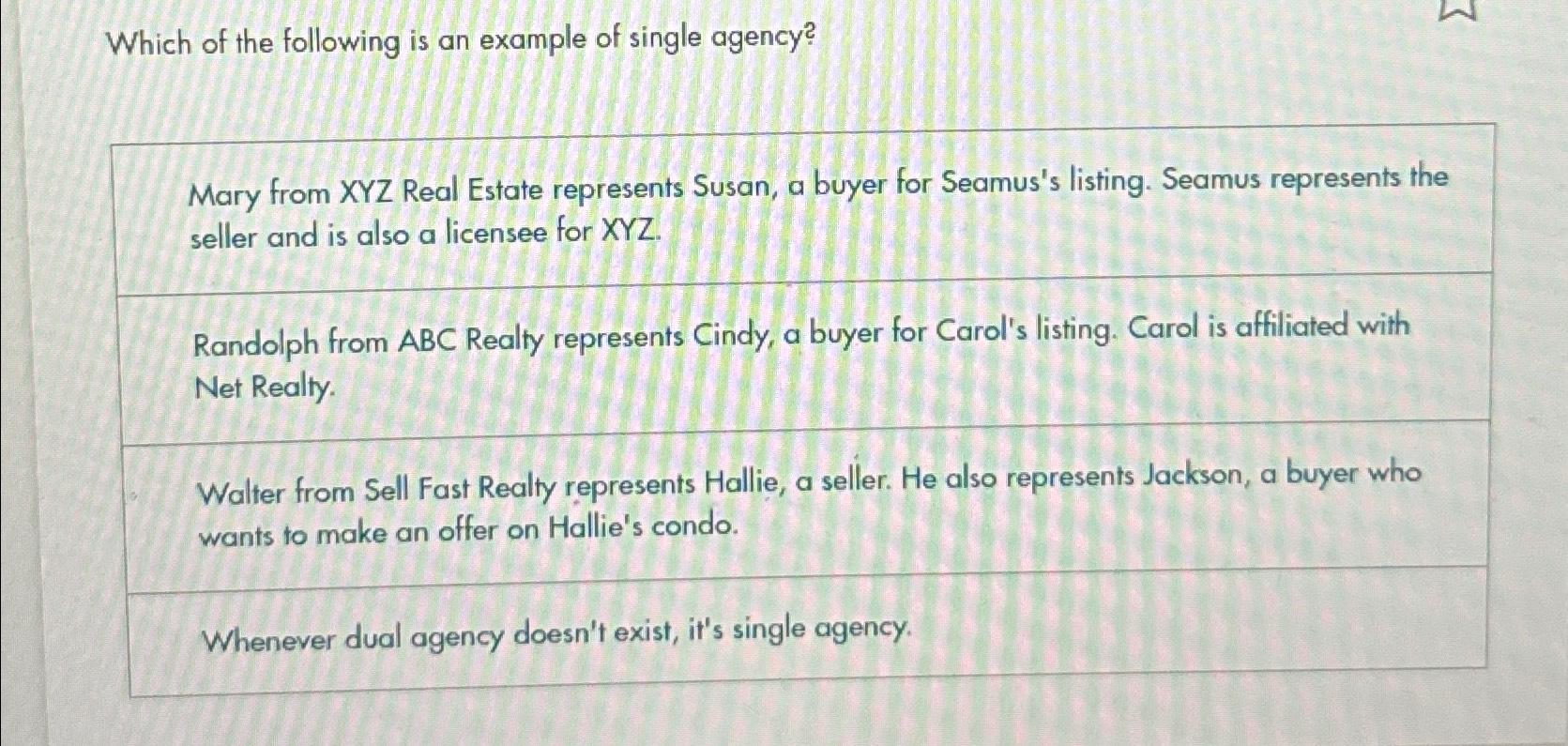 Solved Which of the following is an example of single | Chegg.com