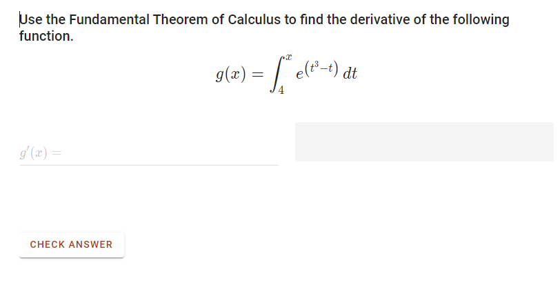 Solved Use the Fundamental Theorem of Calculus to find the | Chegg.com
