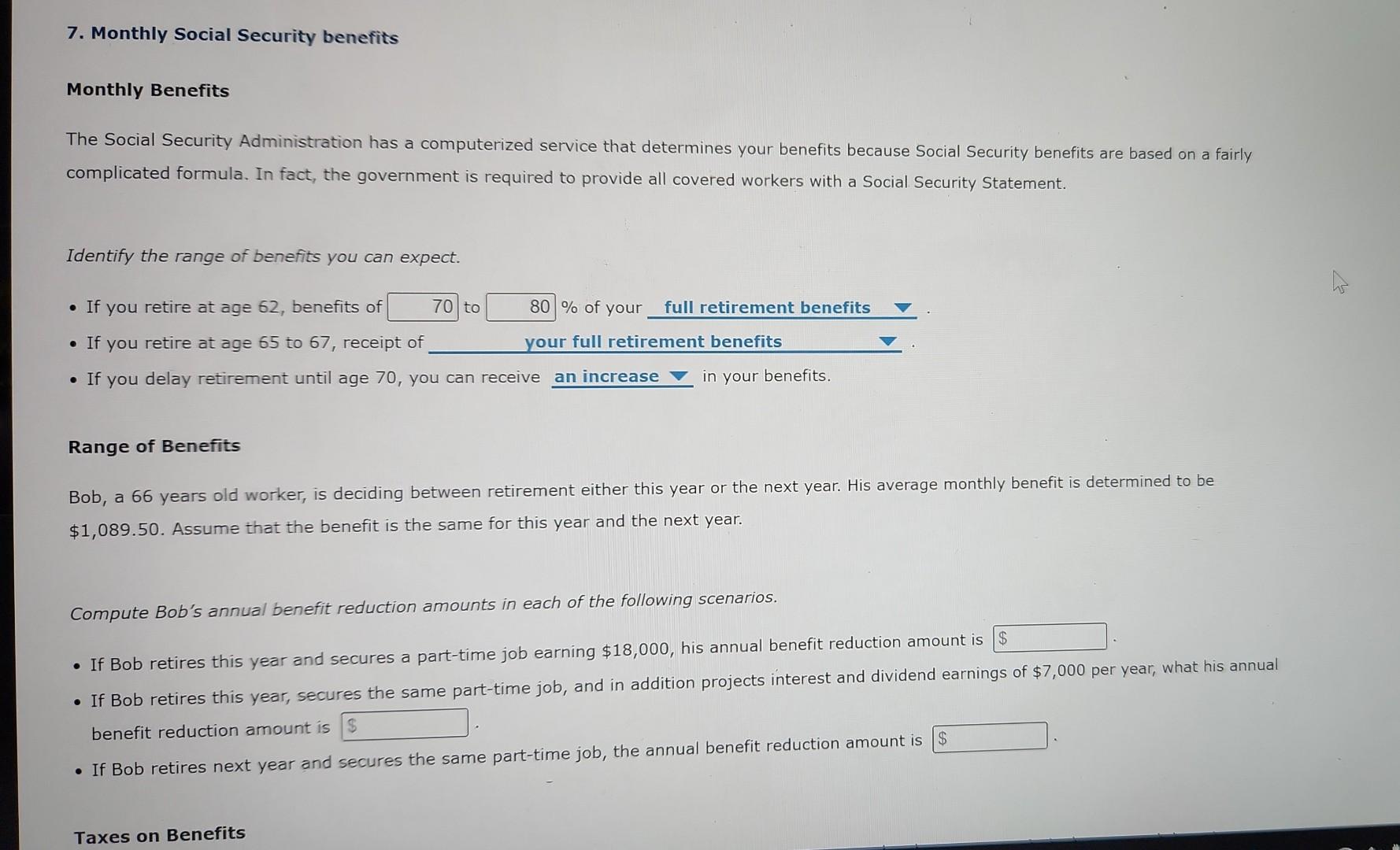 Solved Monthly Benefits The Social Security Administration | Chegg.com