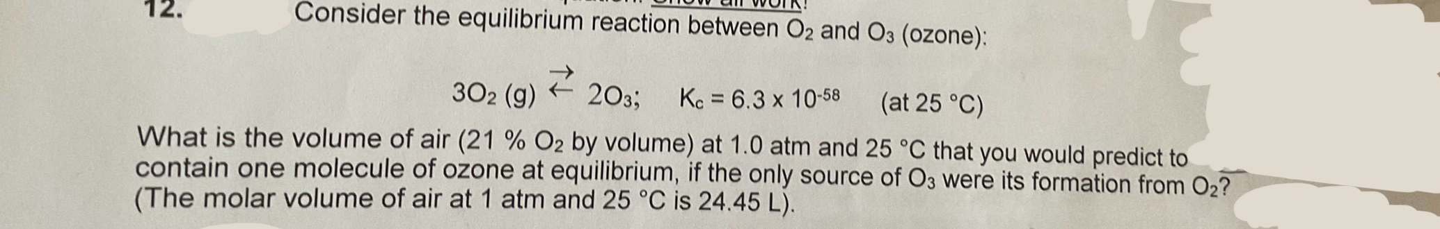 Solved Consider the equilibrium reaction between O2 ﻿and | Chegg.com