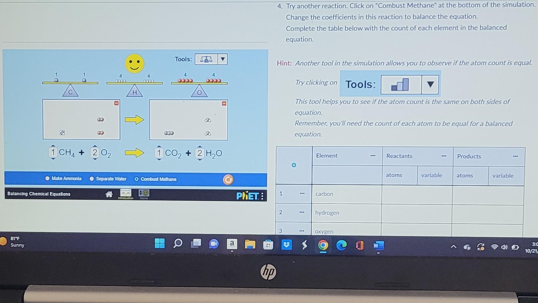 Solved Complete the following table for the balanced | Chegg.com