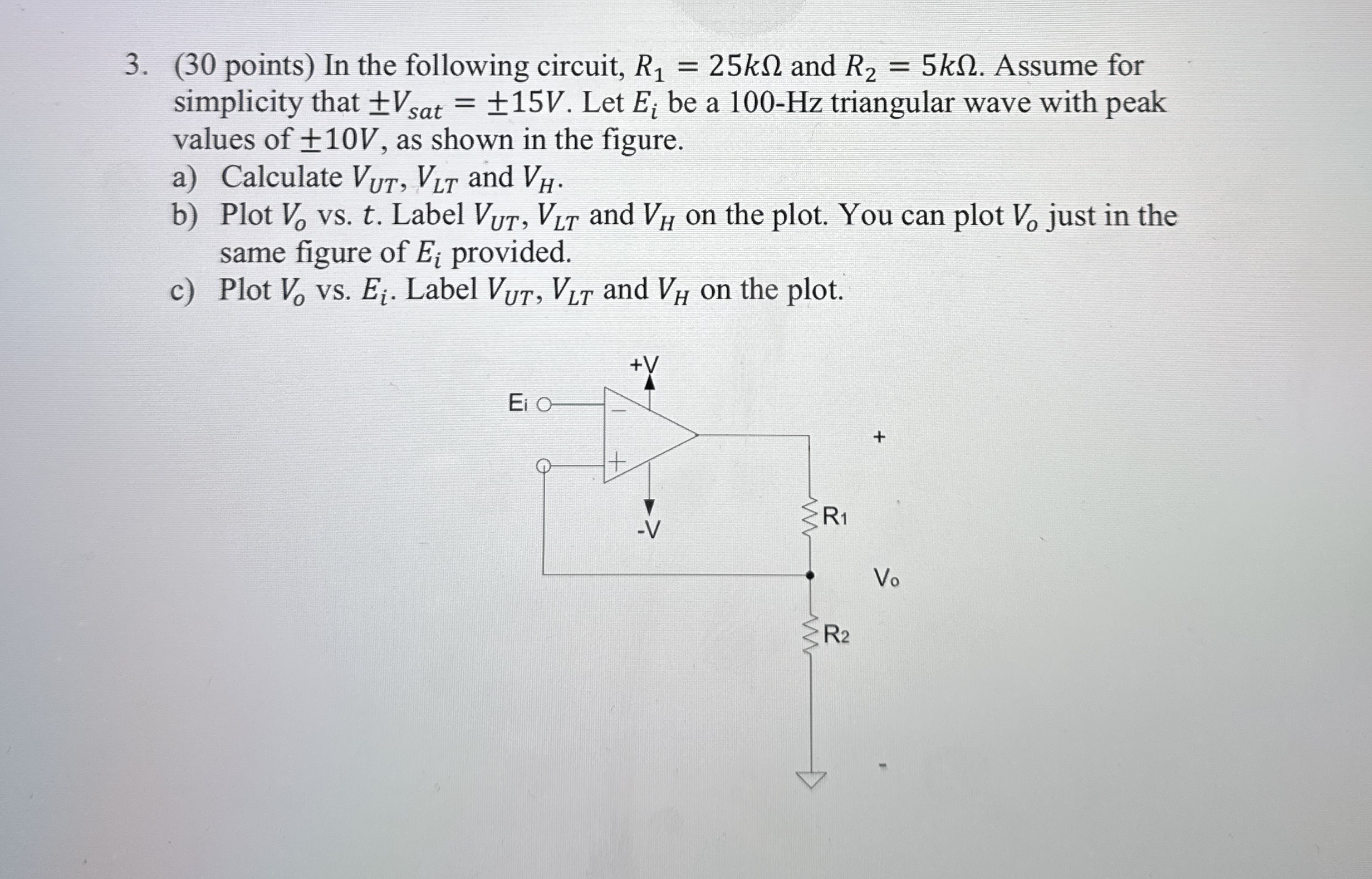 Solved ( 30 ﻿points) ﻿In the following circuit, R1=25kΩ ﻿and | Chegg.com