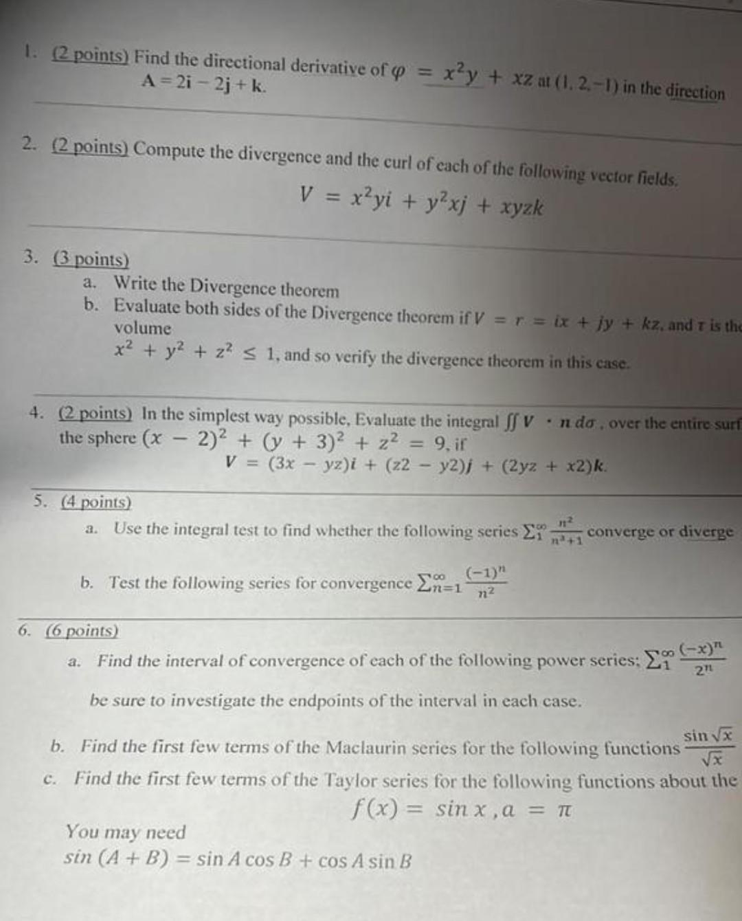 Solved 1. (2 points) Find the directional derivative of p = | Chegg.com