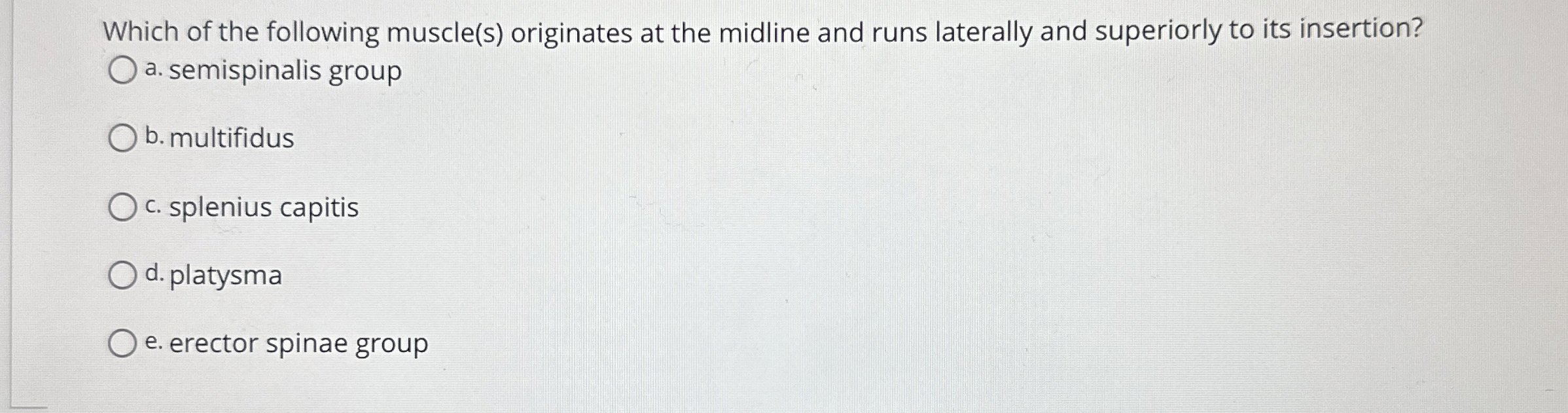 Solved Which of the following muscle(s) ﻿originates at the | Chegg.com