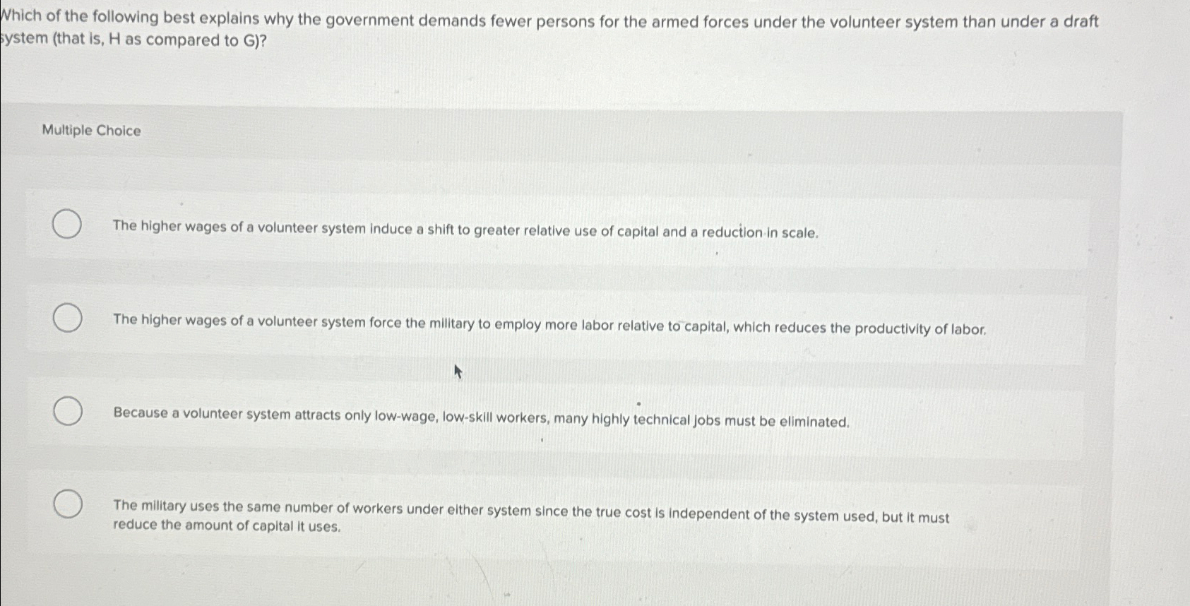 Solved Which of the following best explains why the | Chegg.com