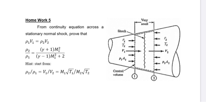 Solved Very small Shock Home Work 5 From continuity equation | Chegg.com