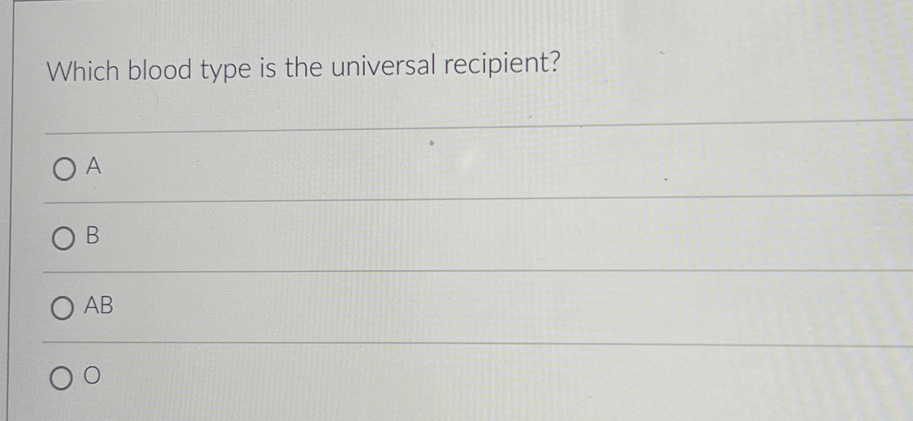 Solved Which blood type is the universal | Chegg.com