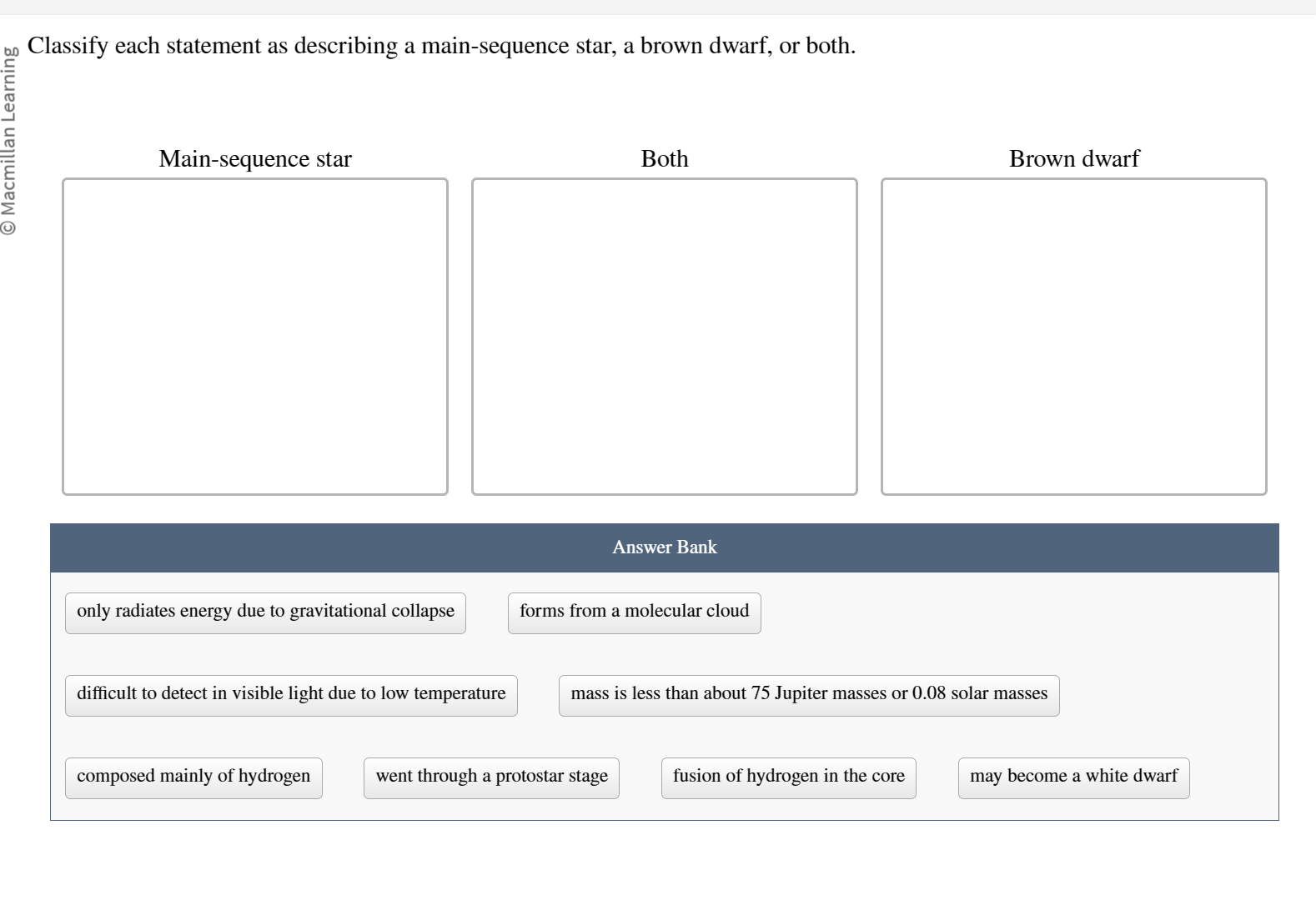 Solved Classify each statement as describing a main-sequence | Chegg.com