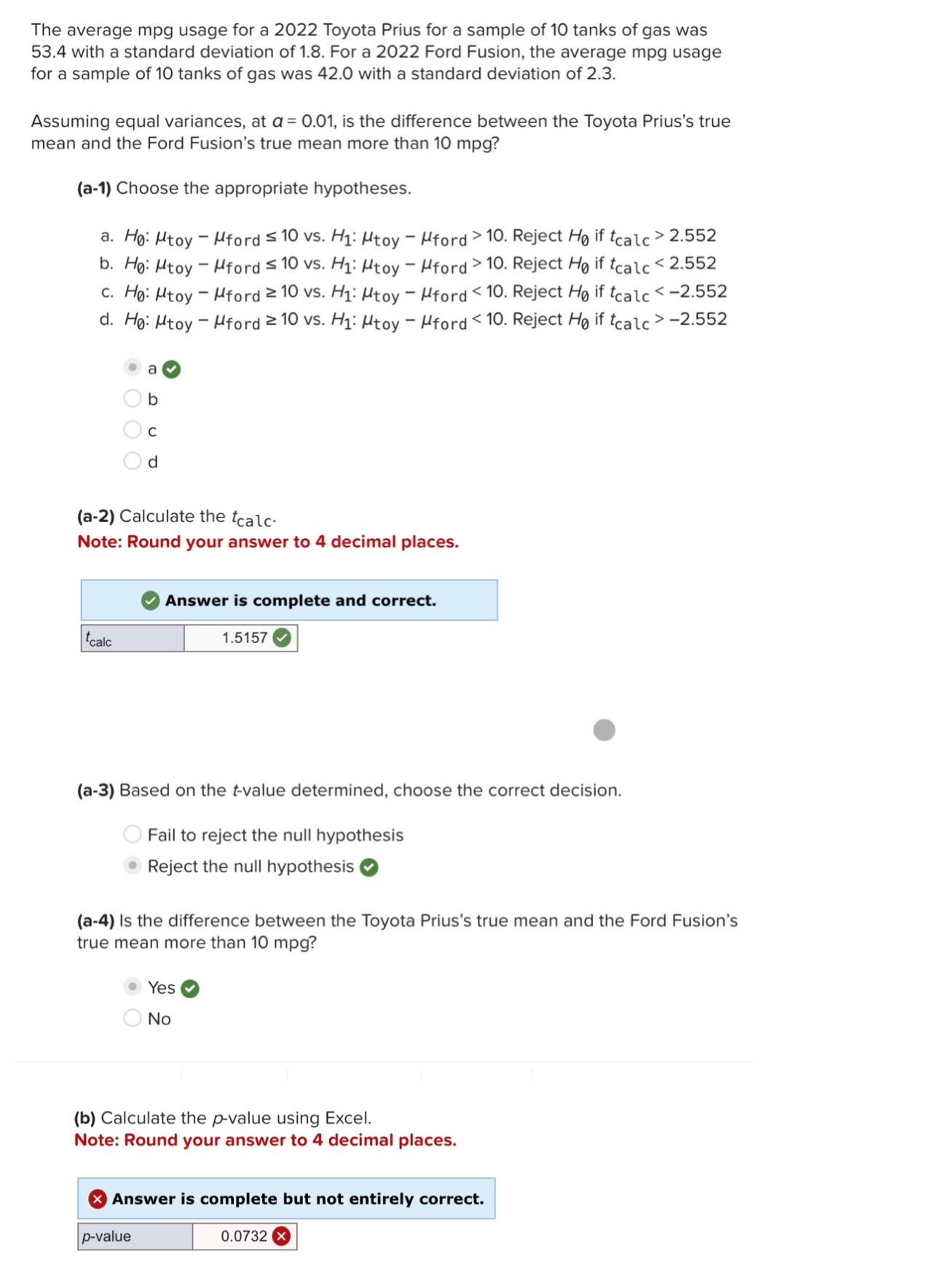 Solved The average mpg usage for a 2022 ﻿Toyota Prius for a | Chegg.com