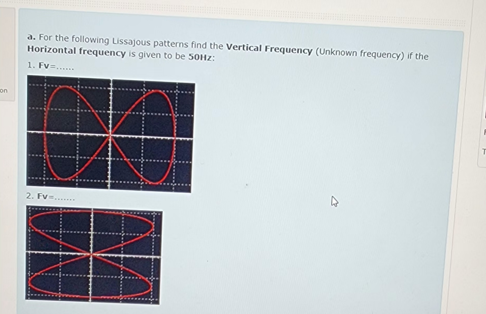 Solved a. ﻿For the following Lissajous patterns find the | Chegg.com