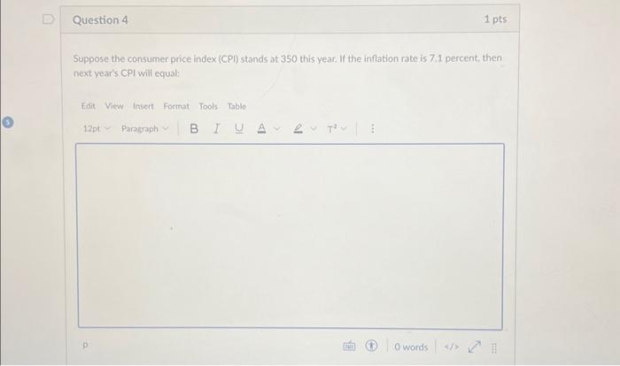 Solved Question 4 Suppose the consumer price index (CPI) | Chegg.com