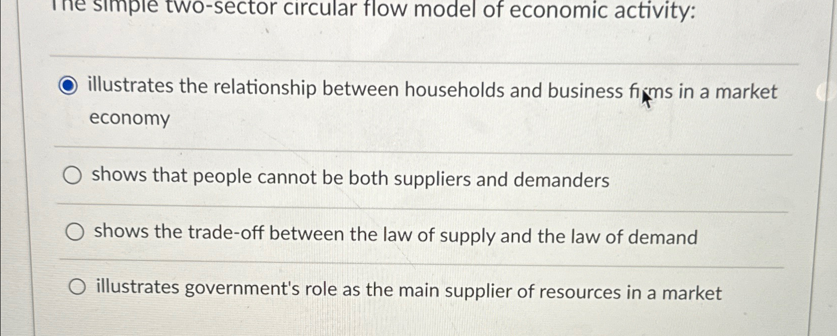 Solved The simple two-sector circular flow model of economic | Chegg.com