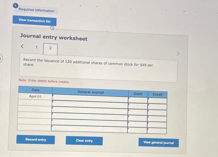 Solved Required information Exercise 10-3 (Algo) Record the | Chegg.com