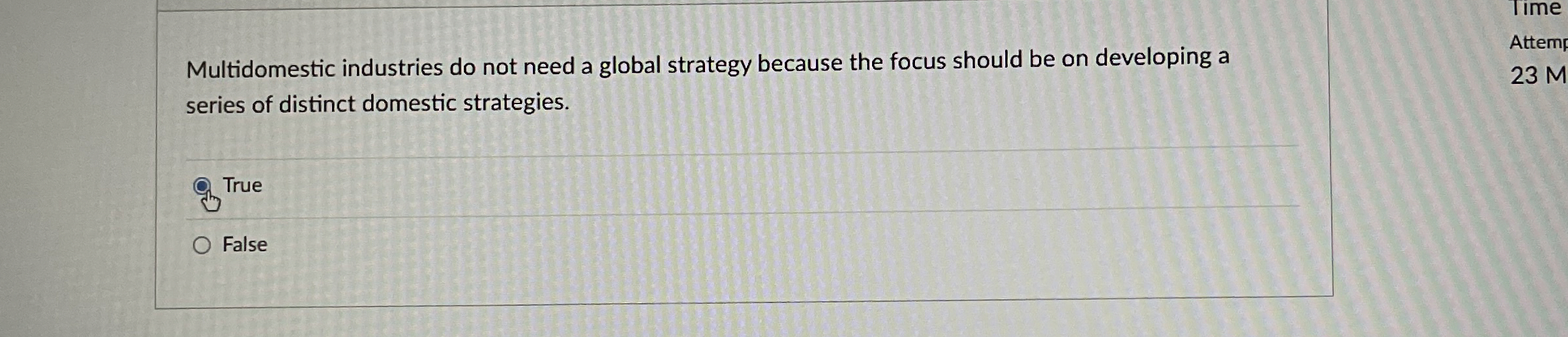 Solved Multidomestic industries do not need a global | Chegg.com