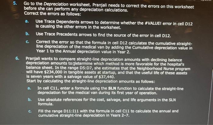 5. Go to the Depreciation worksheet. Pranjali needs | Chegg.com
