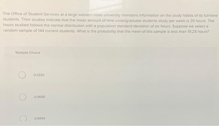 Solved The Office of Student Services at a large western | Chegg.com