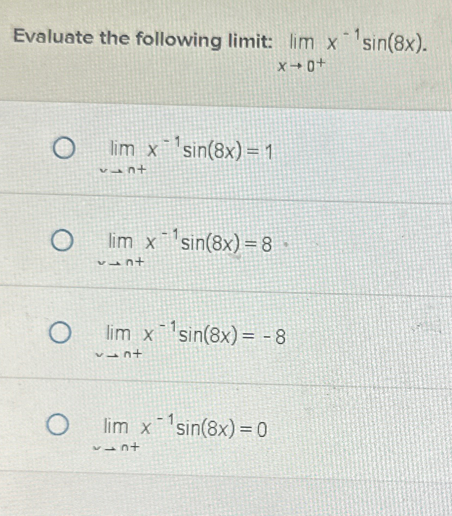 Solved Evaluate the following limit: | Chegg.com