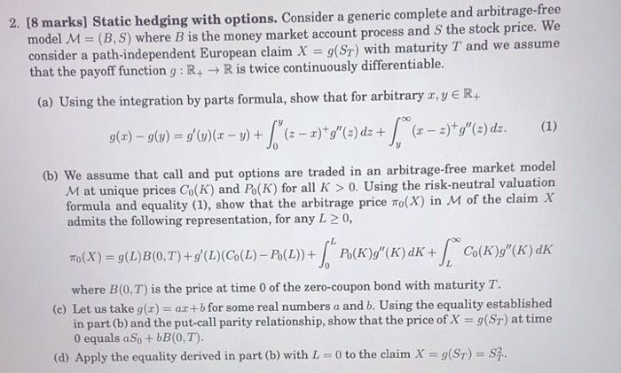 2. [8 marks) Static hedging with options. Consider a | Chegg.com