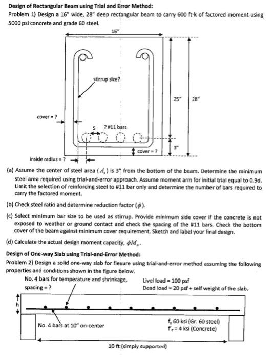 Solved Design of Rectangular Beam using Trial and Error | Chegg.com