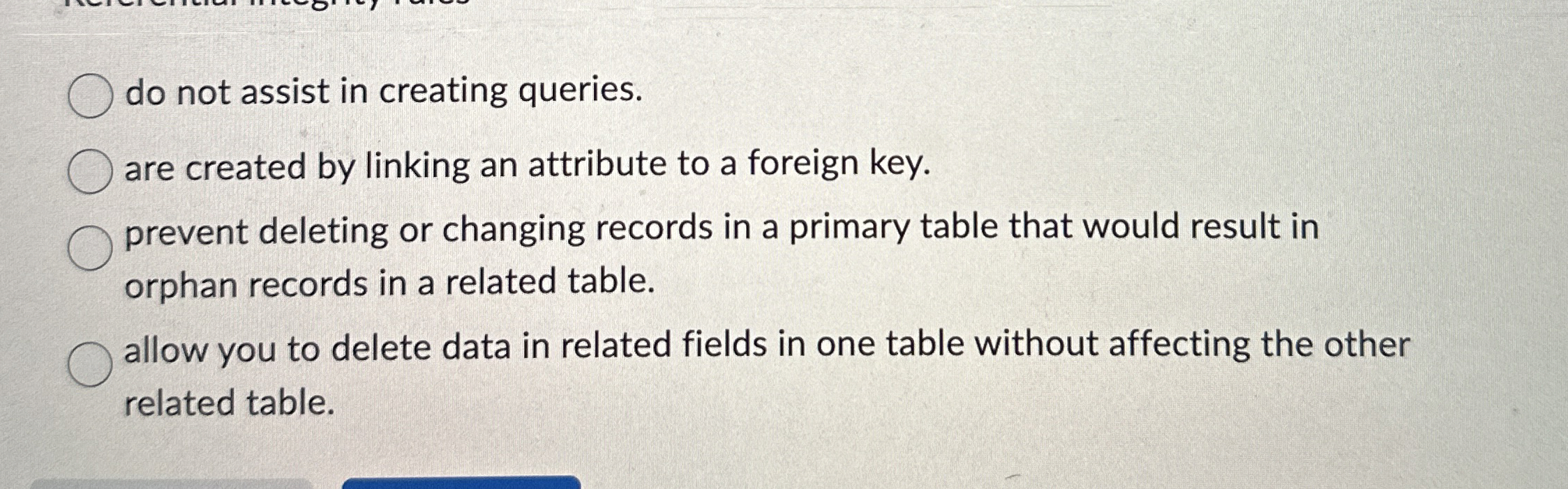 do not assist in creating queries.are created by | Chegg.com