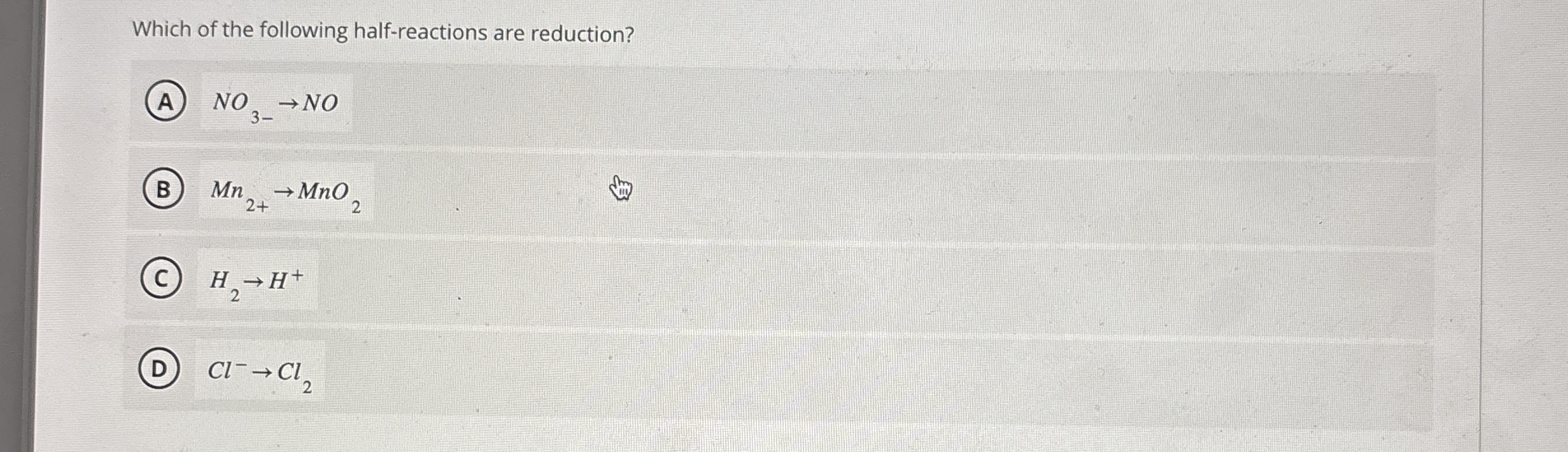 Solved Which of the following half-reactions are | Chegg.com