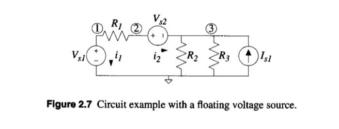 Solved Figure 2.7 Circuit example with a floating voltage | Chegg.com