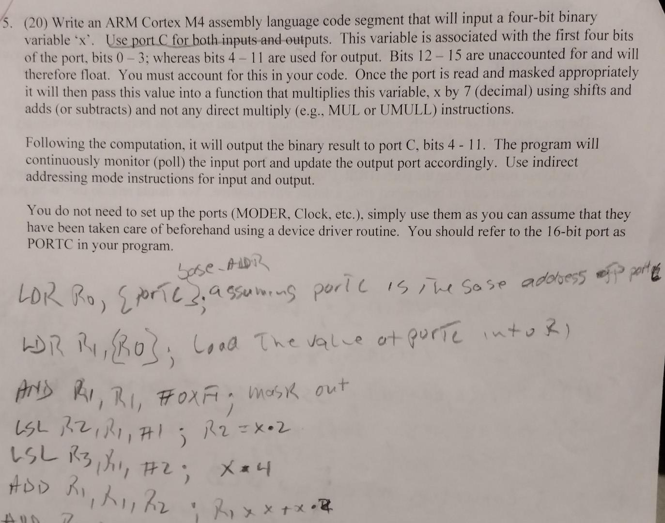 Solved 5 20 Write An Arm Cortex M4 Assembly Language Code