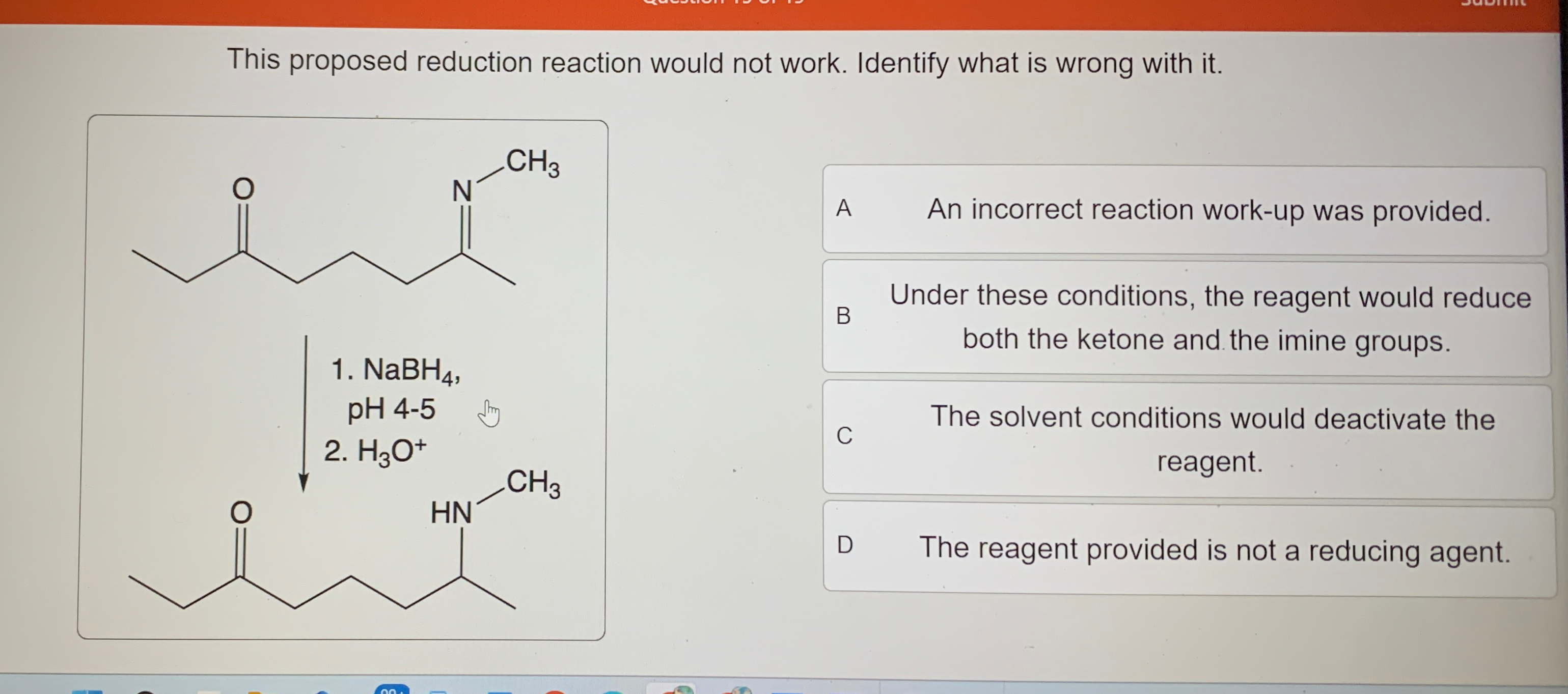 Solved This proposed reduction reaction would not work. | Chegg.com