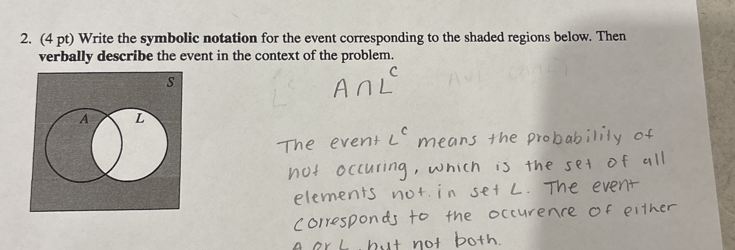 Solved (4 ﻿pt) ﻿Write the symbolic notation for the event | Chegg.com