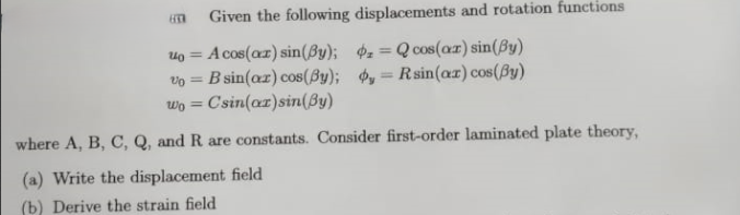 Solved (6) ﻿Given the following displacements and rotation | Chegg.com